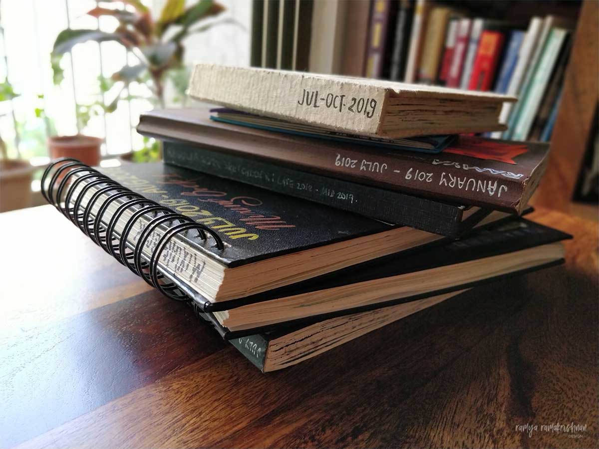 Pile of Sketchbooks and a Pause : Ramya Ramakrishnan Illustration